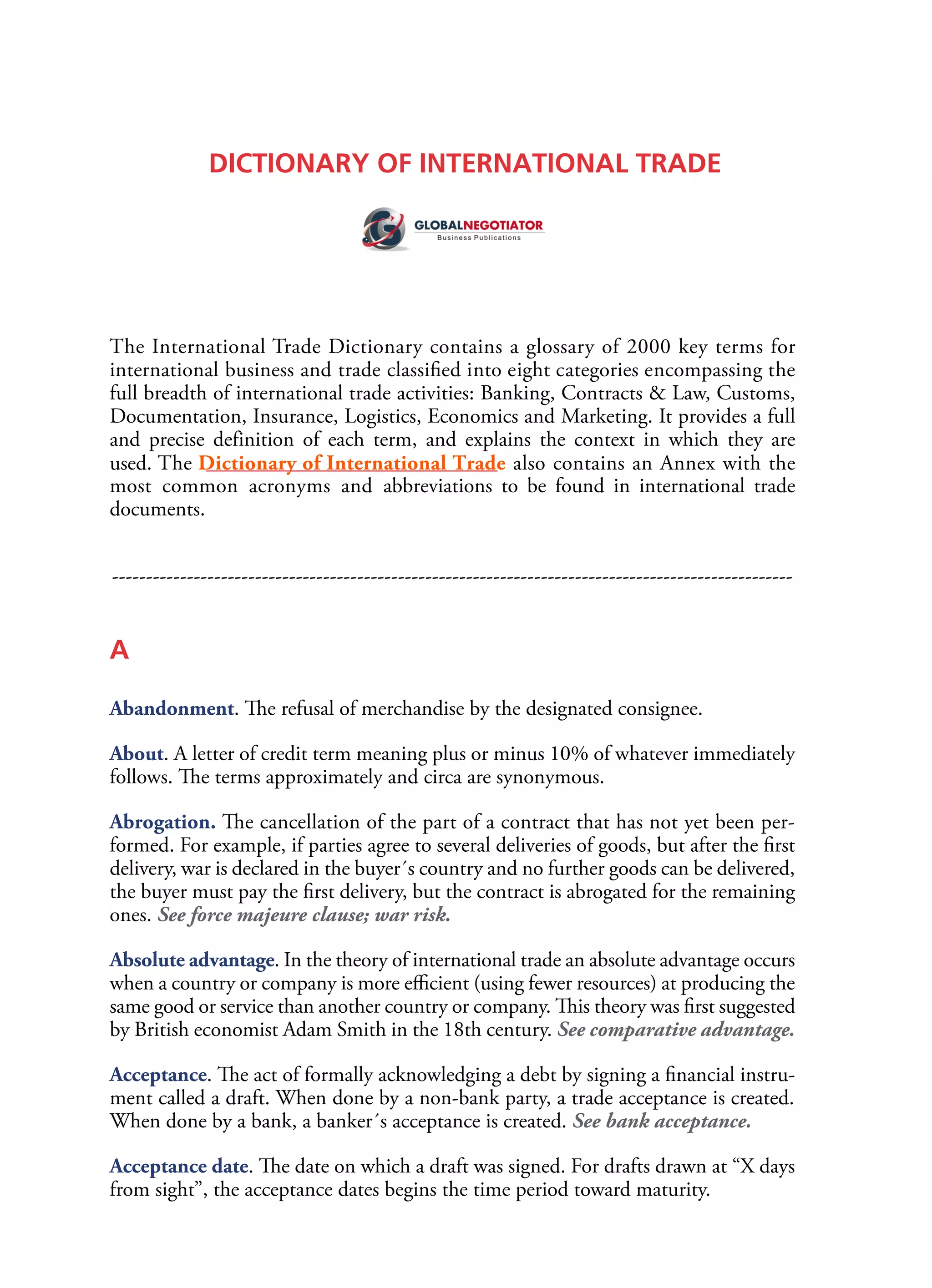 International trade-dictionary-online-glossary | PDF