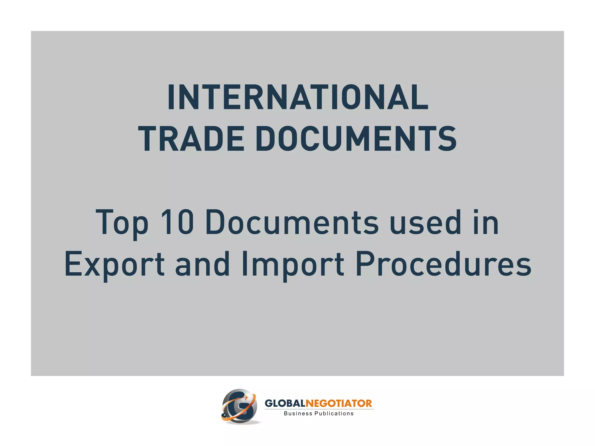 International Trade Documents: 10 Top Documents | PDF
