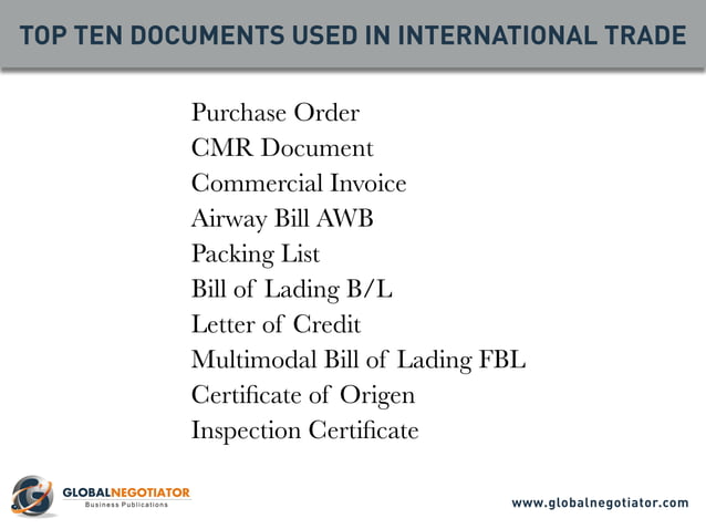 International Trade Documents: 10 Top Documents | PDF | Logistics and Transportation Industry ...