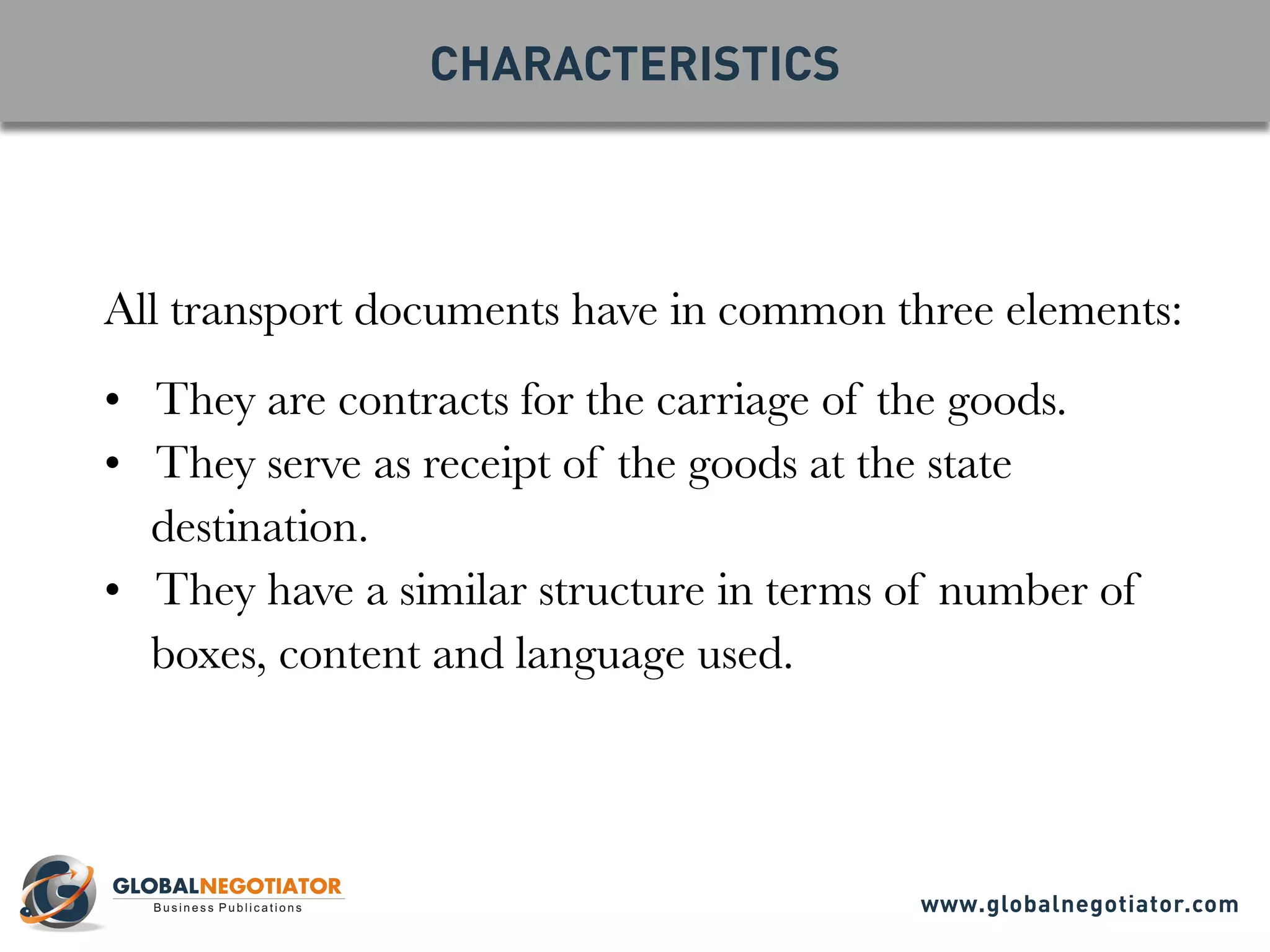 Transport Document: Sea, Road, Air, Multimodal | PDF