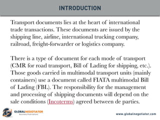 Transport Document: Sea, Road, Air, Multimodal | PDF