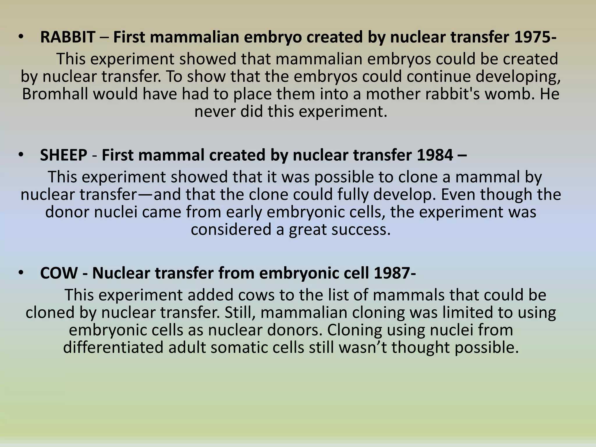 problems in cloning of animal and human | PPTX