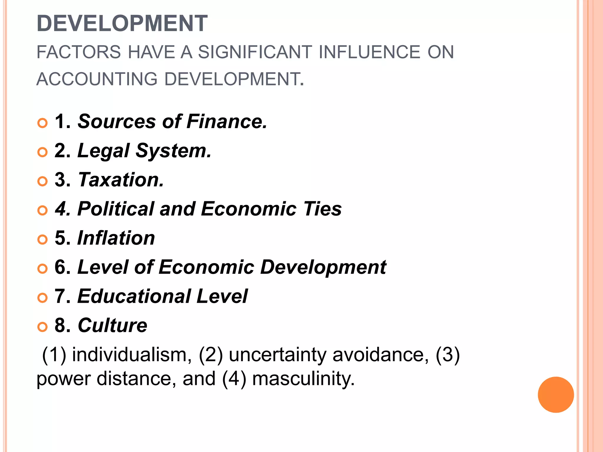 International accounting development and classification (ch2) | PPTX