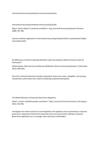 International accounting standards and accounting quality | PDF