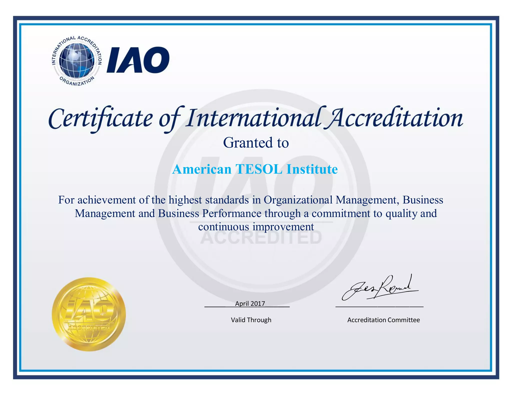 International Accreditation | PDF