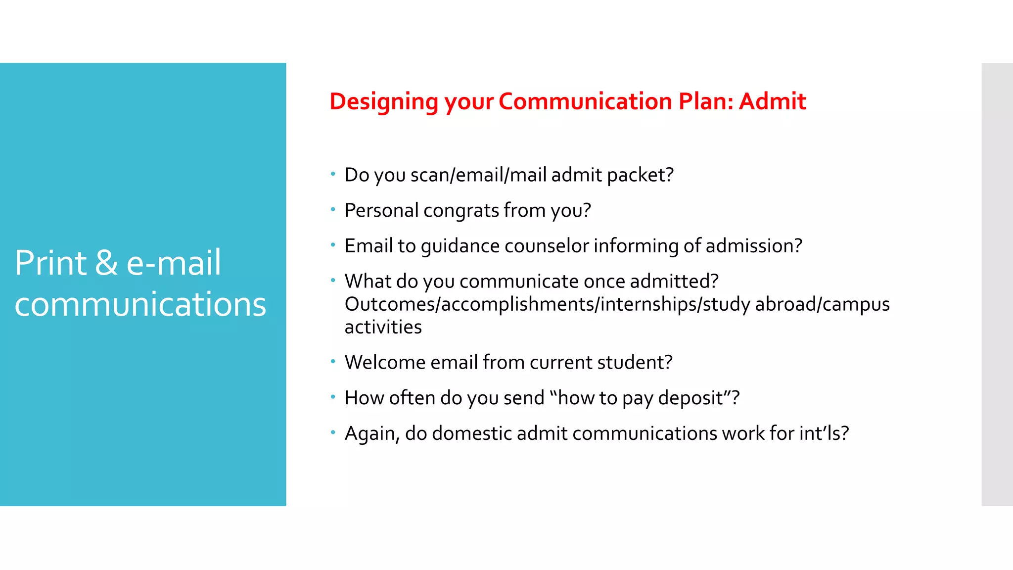 International Admissions 101 Communications & Outreach Plans | PPTX | Email | Internet