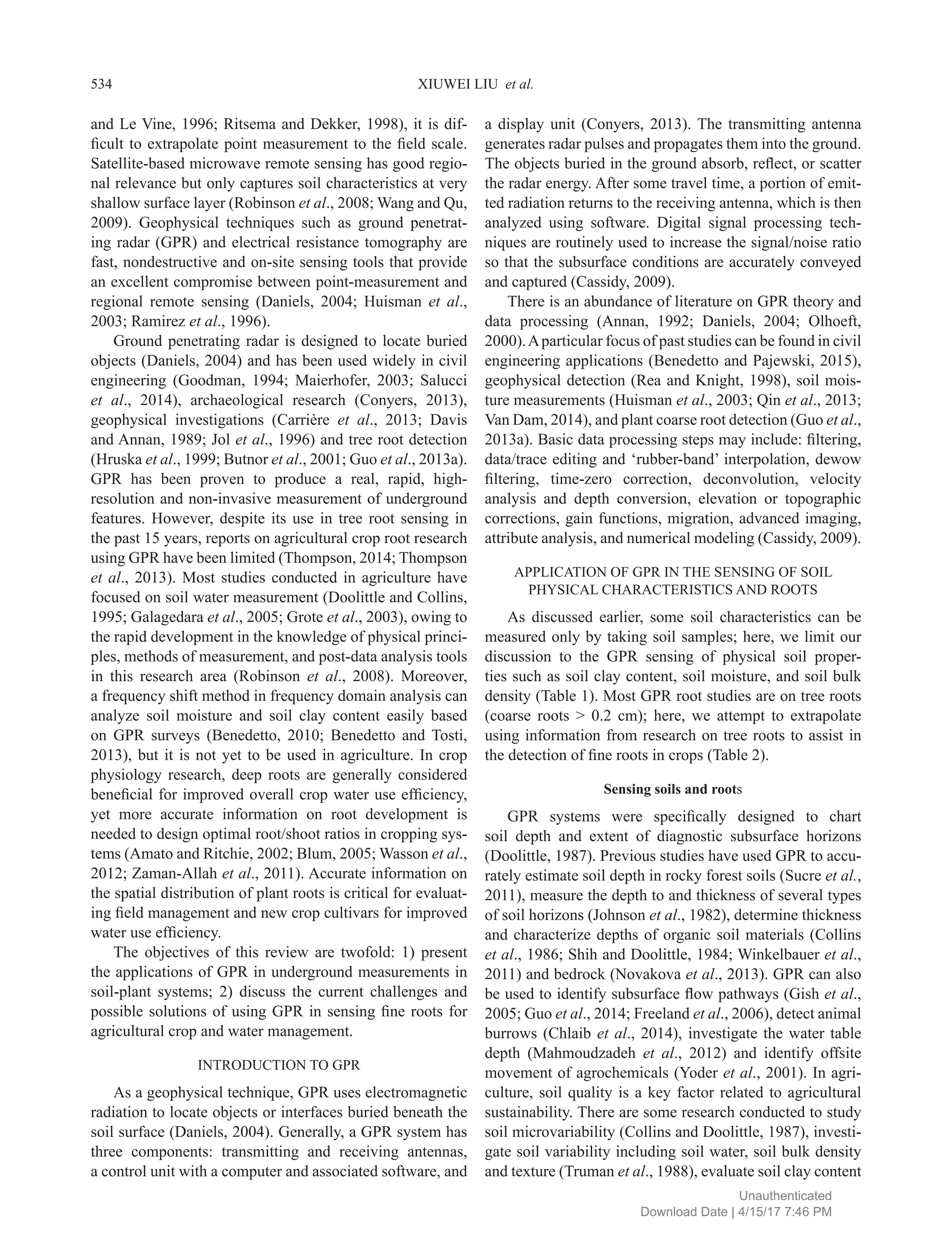 [International agrophysics] ground penetrating radar for underground ...