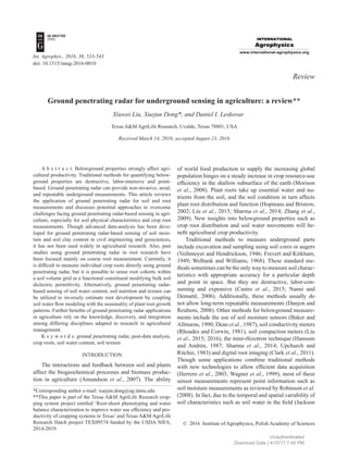 [International agrophysics] ground penetrating radar for underground ...
