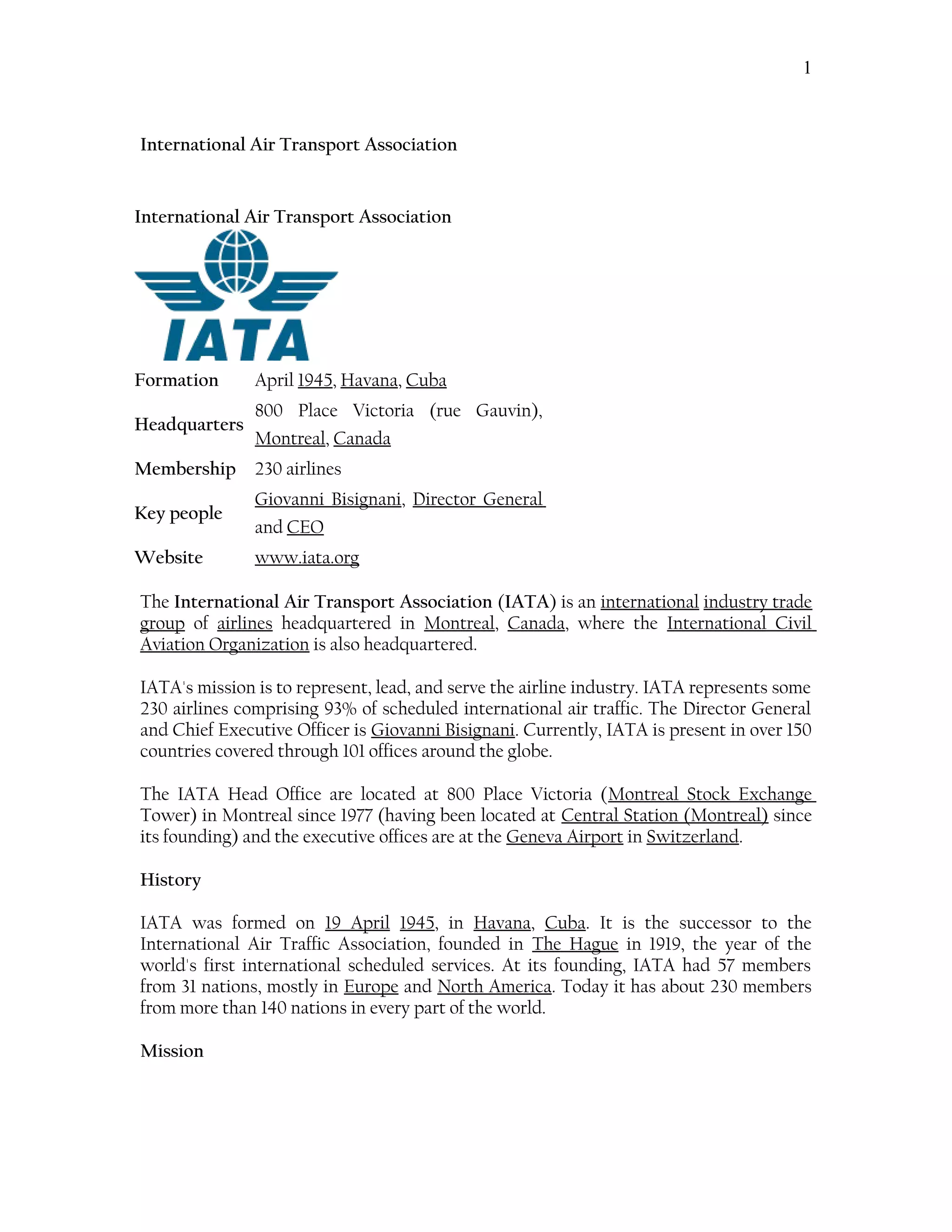 International air transport association | DOC | Air Travel | Travel Type