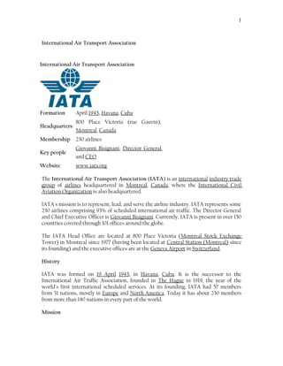International air transport association | DOC | Air Travel | Travel Type