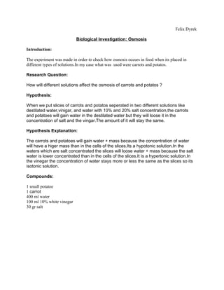 International baccalaureate biology sl investigation_osmosis by felix ...