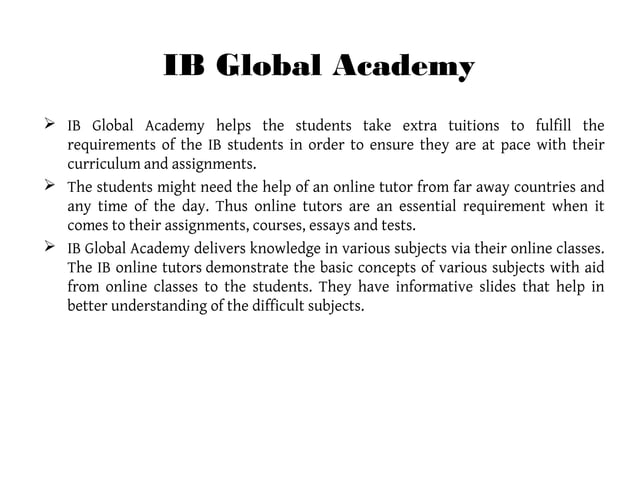 International Baccalaureate Tutor | PPT