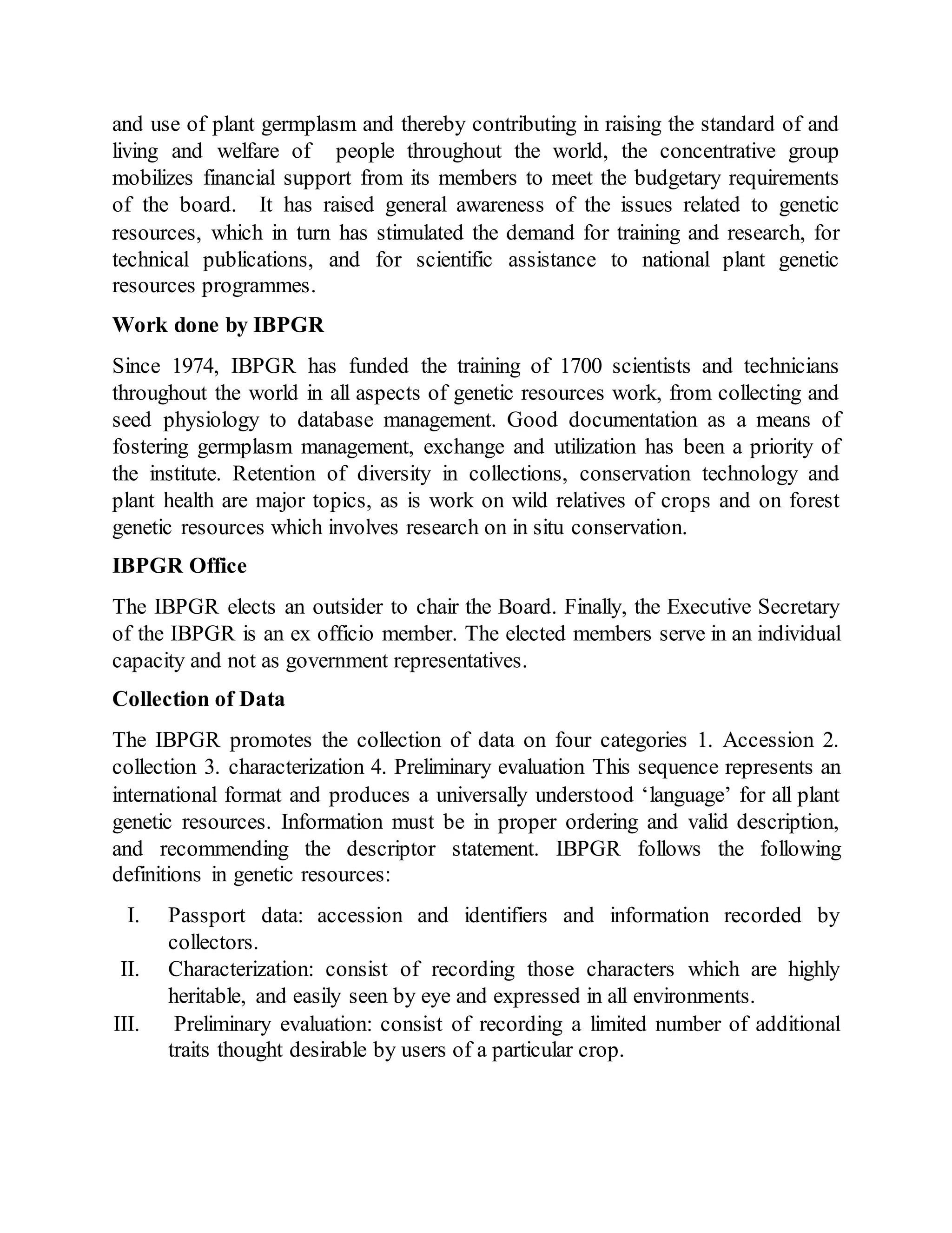 International board for plant genetic resources | DOCX