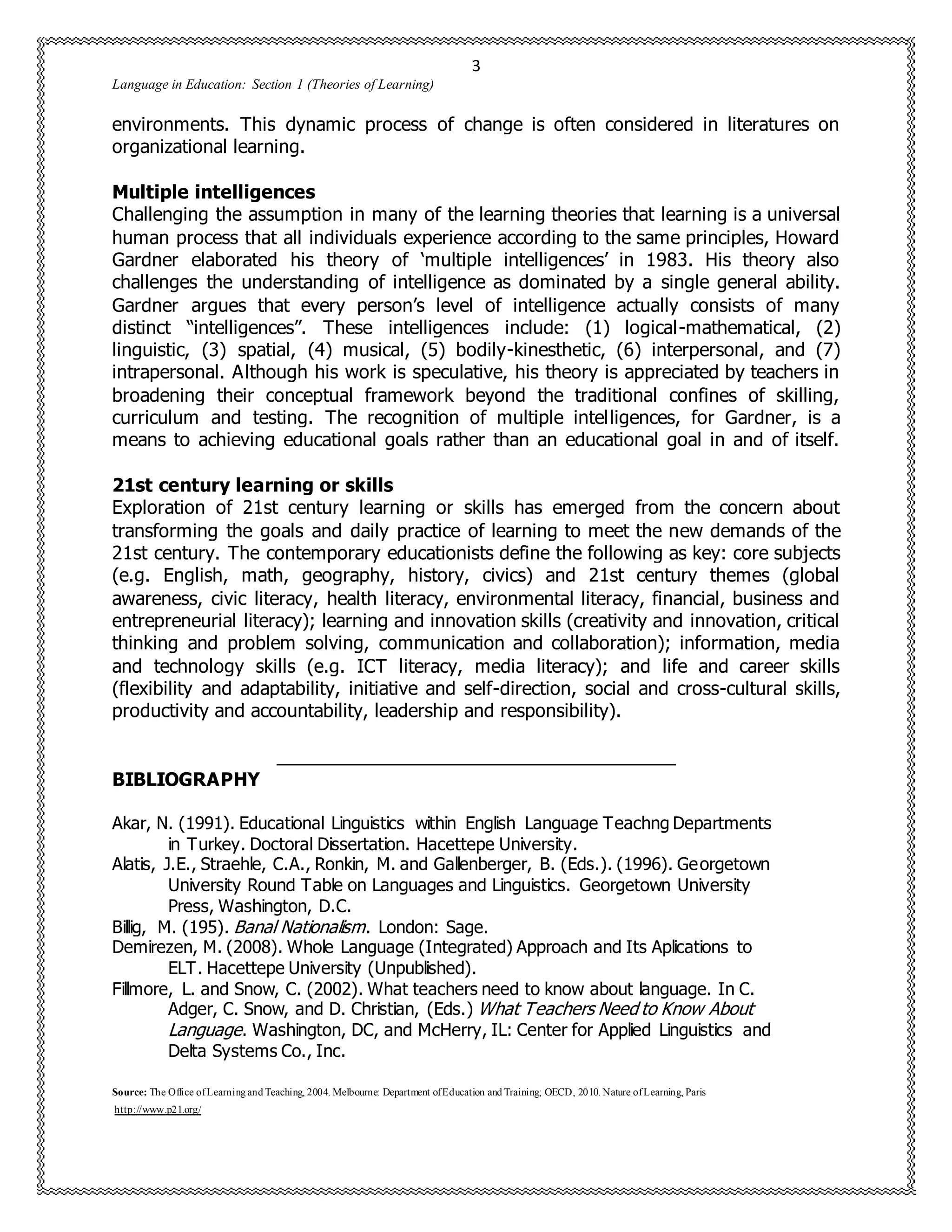 International bureau of education (Unit: 1Theories of Learning) | DOCX