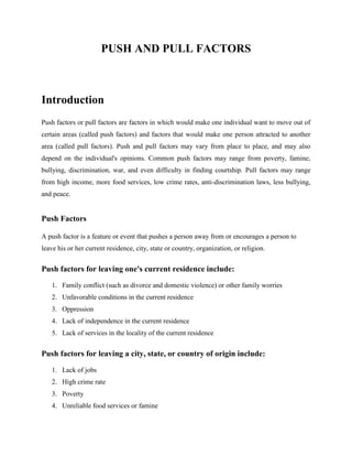 PUSH AND PULL FACTORS | PDF