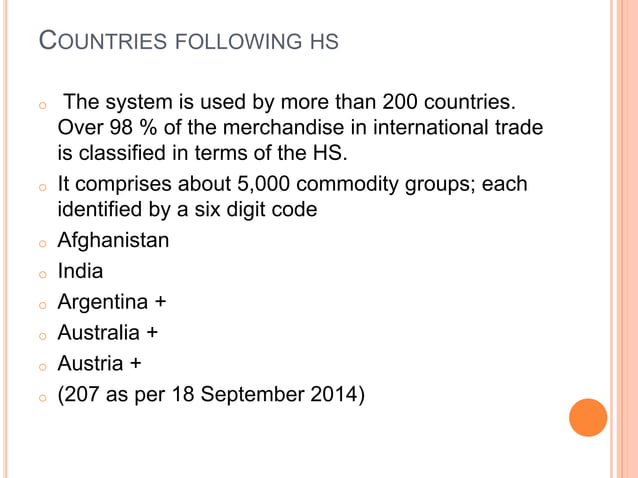 harmonised system of coding | PPTX