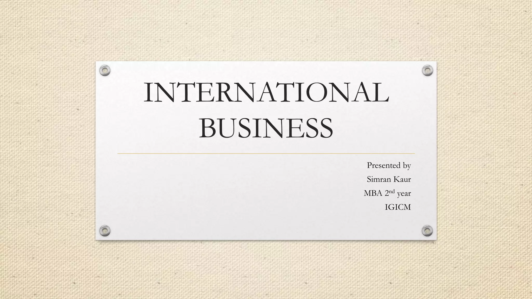 International business | PPT