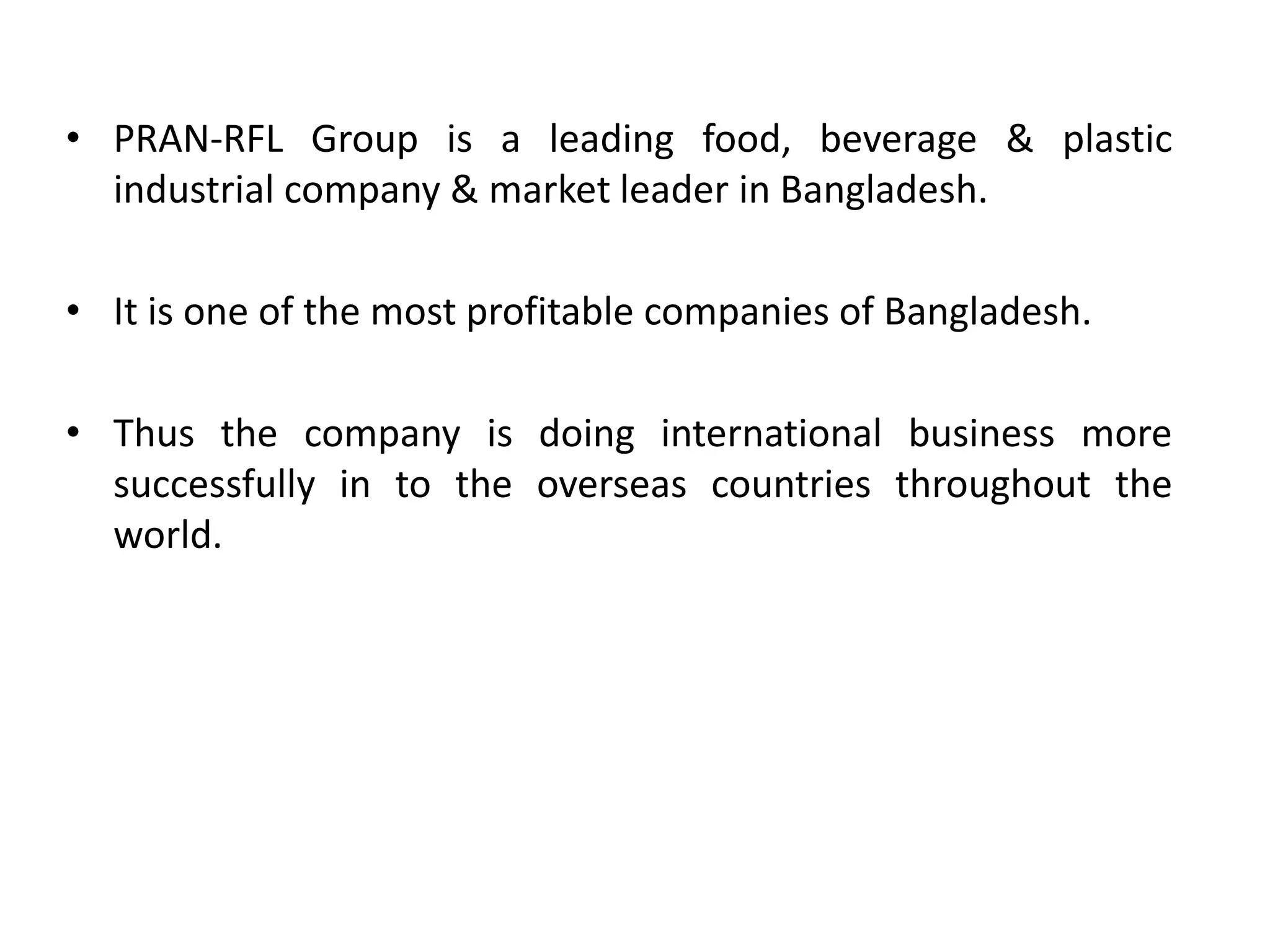 Entry modes of Pran RFL company into oversease market | PPTX