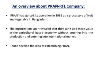 Entry modes of Pran RFL company into oversease market | PPTX
