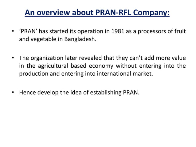 Entry modes of Pran RFL company into oversease market | PPTX
