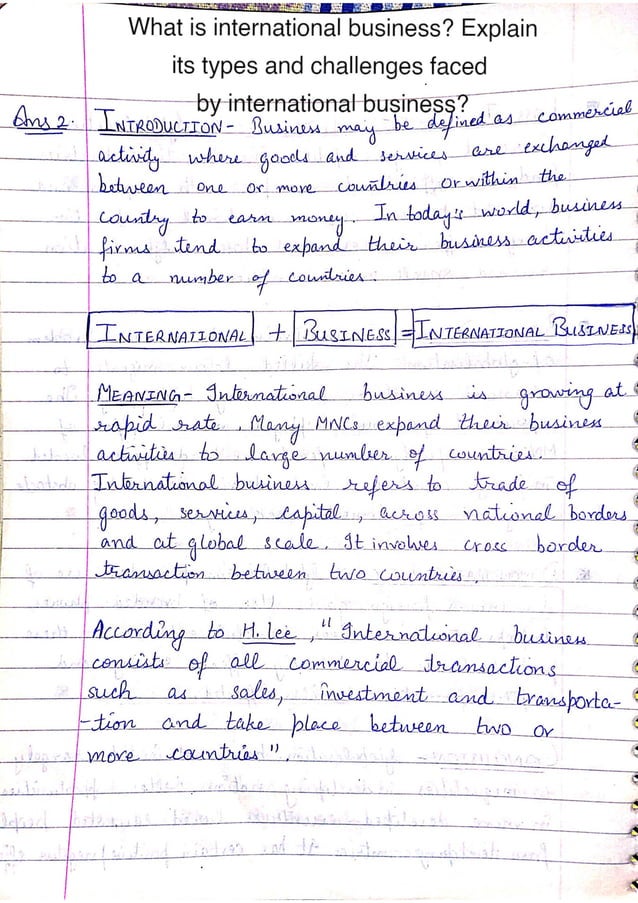 International business | Hand Written Notes | B.com | by Ritish bedi # ...
