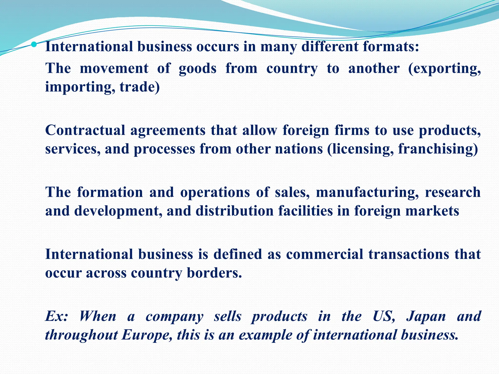 International Business meaning definition and characteristics | PPTX