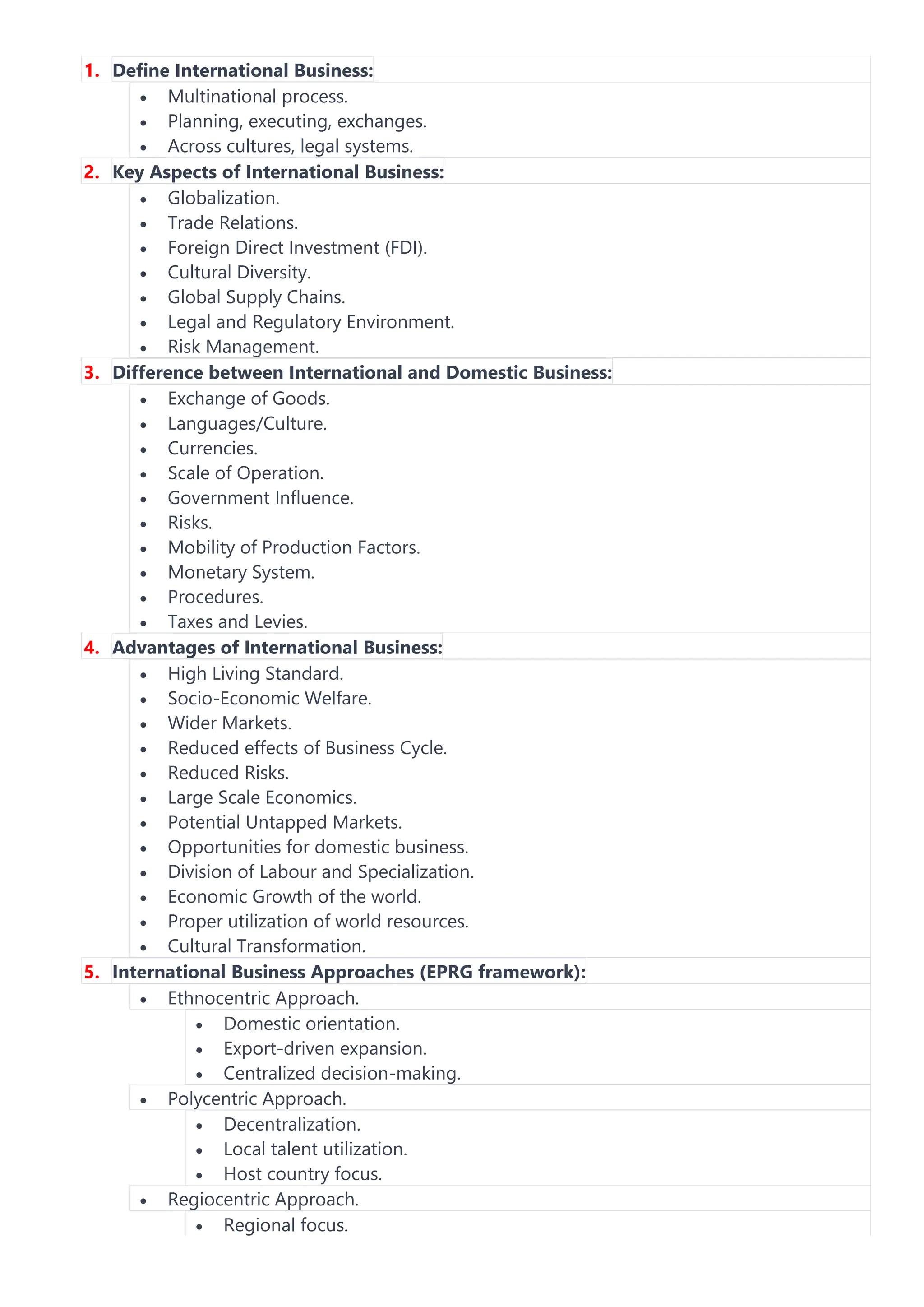 International Business questionnaire with answers | PDF