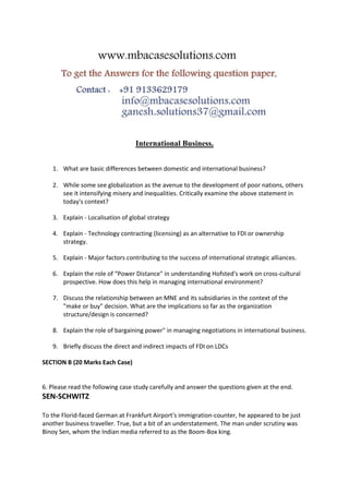 International Business - What are basic differences between domestic ...