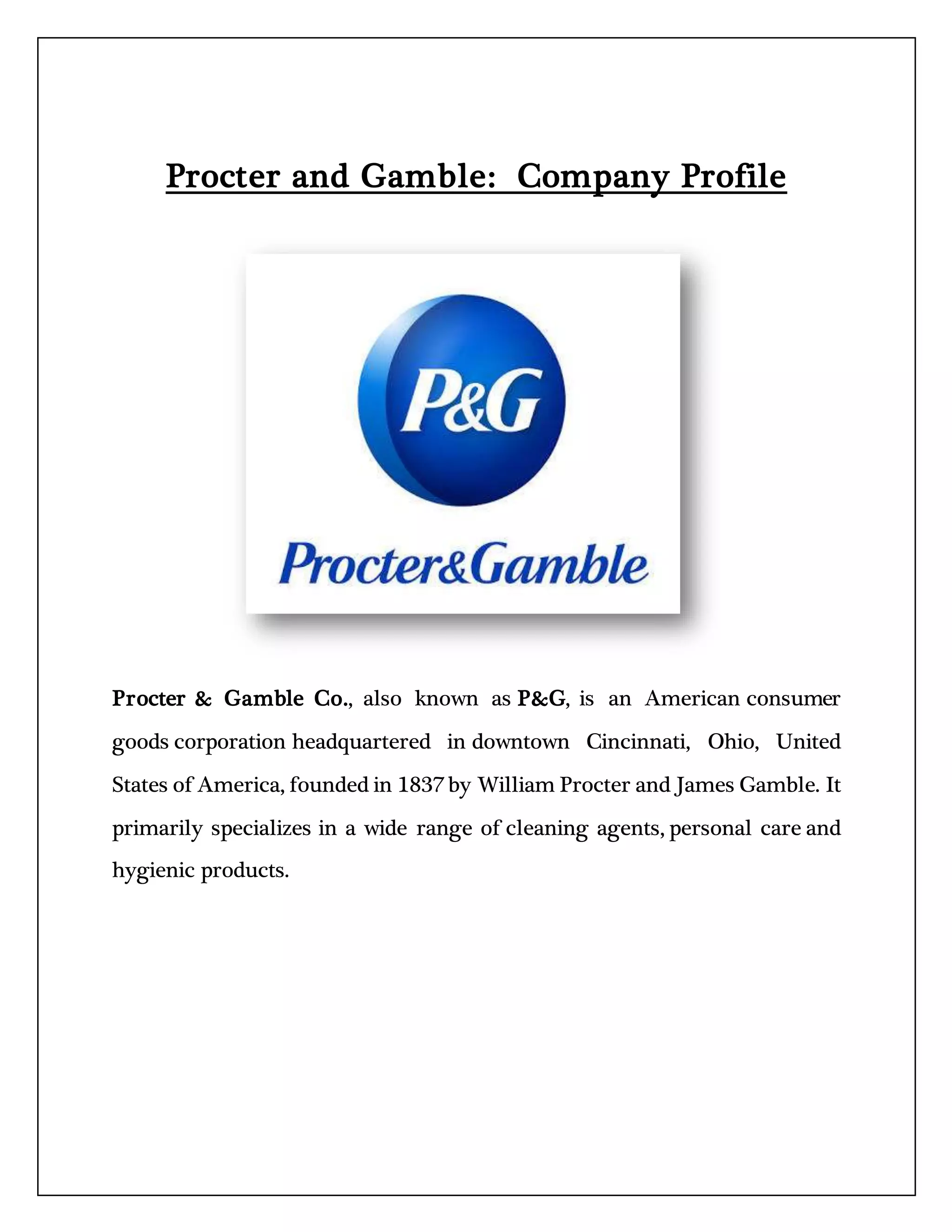 COMPANY PROFILE PROCTER AND GAMBLE | DOCX
