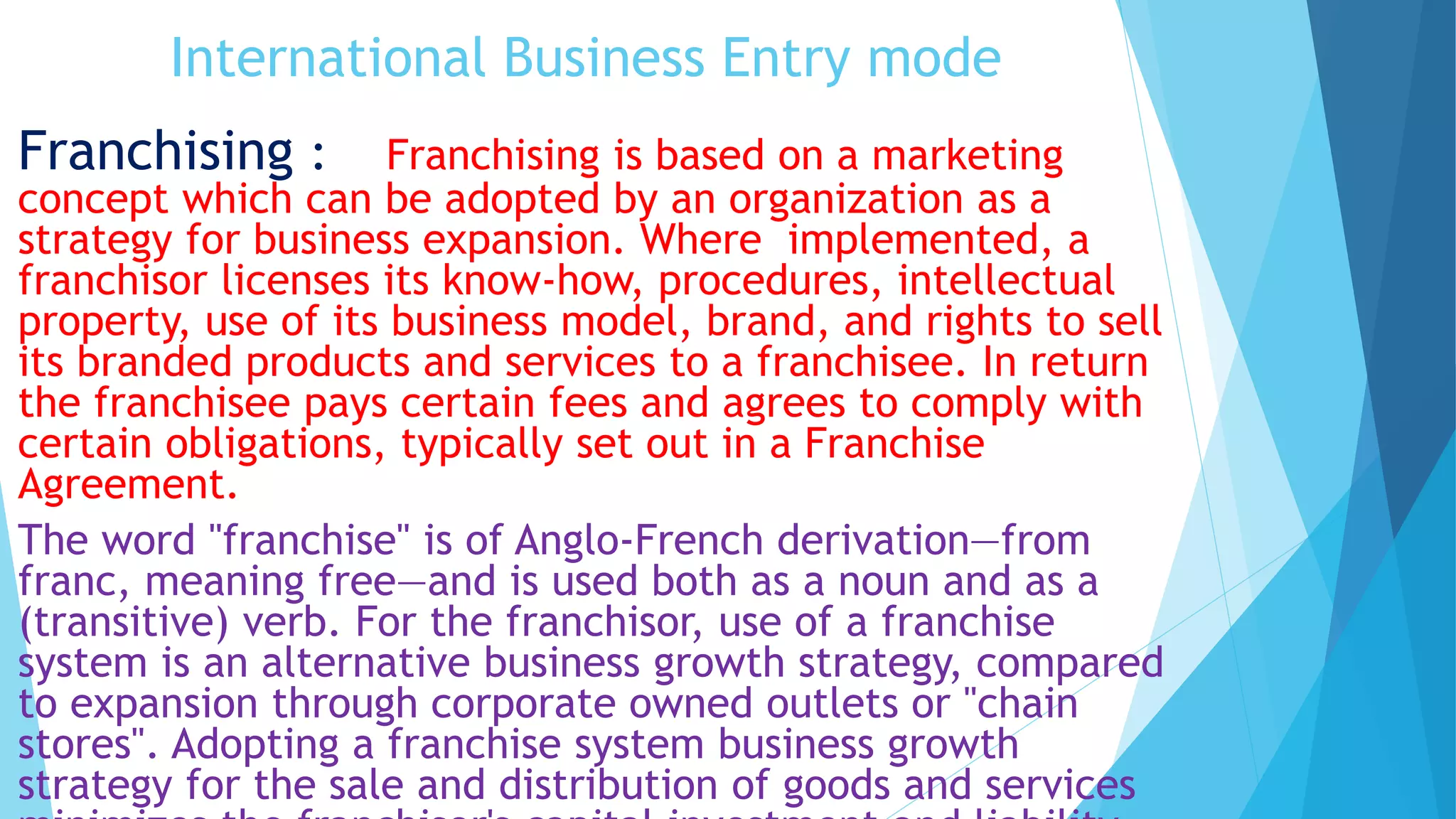 International business entry mode | PPTX