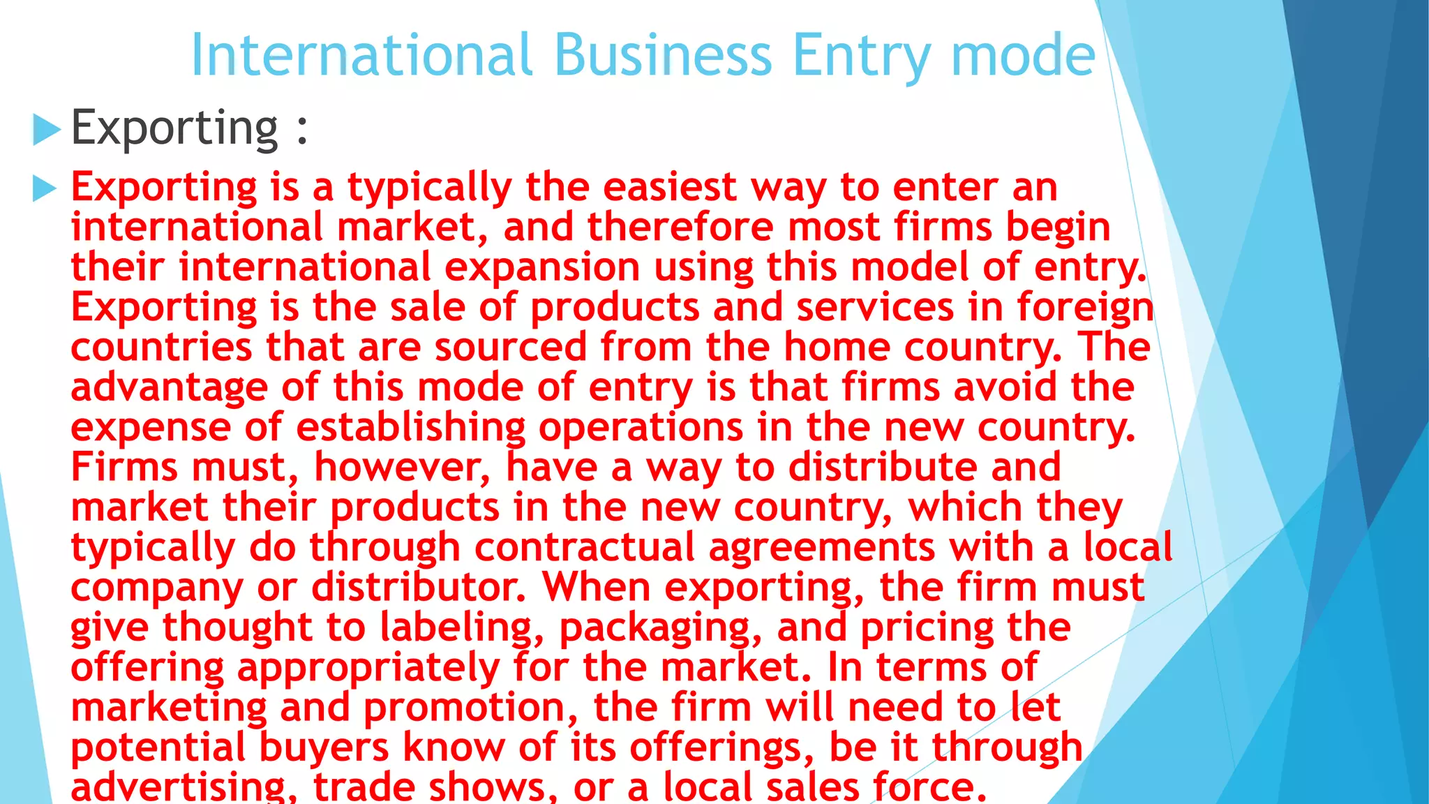 International business entry mode | PPTX