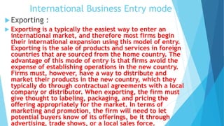 International business entry mode | PPTX