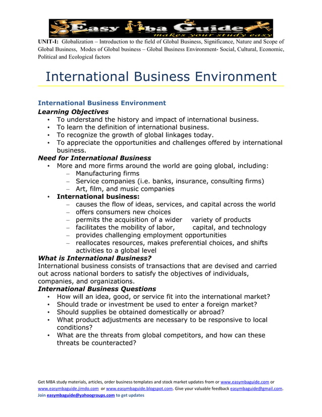 International Business Environment | PDF