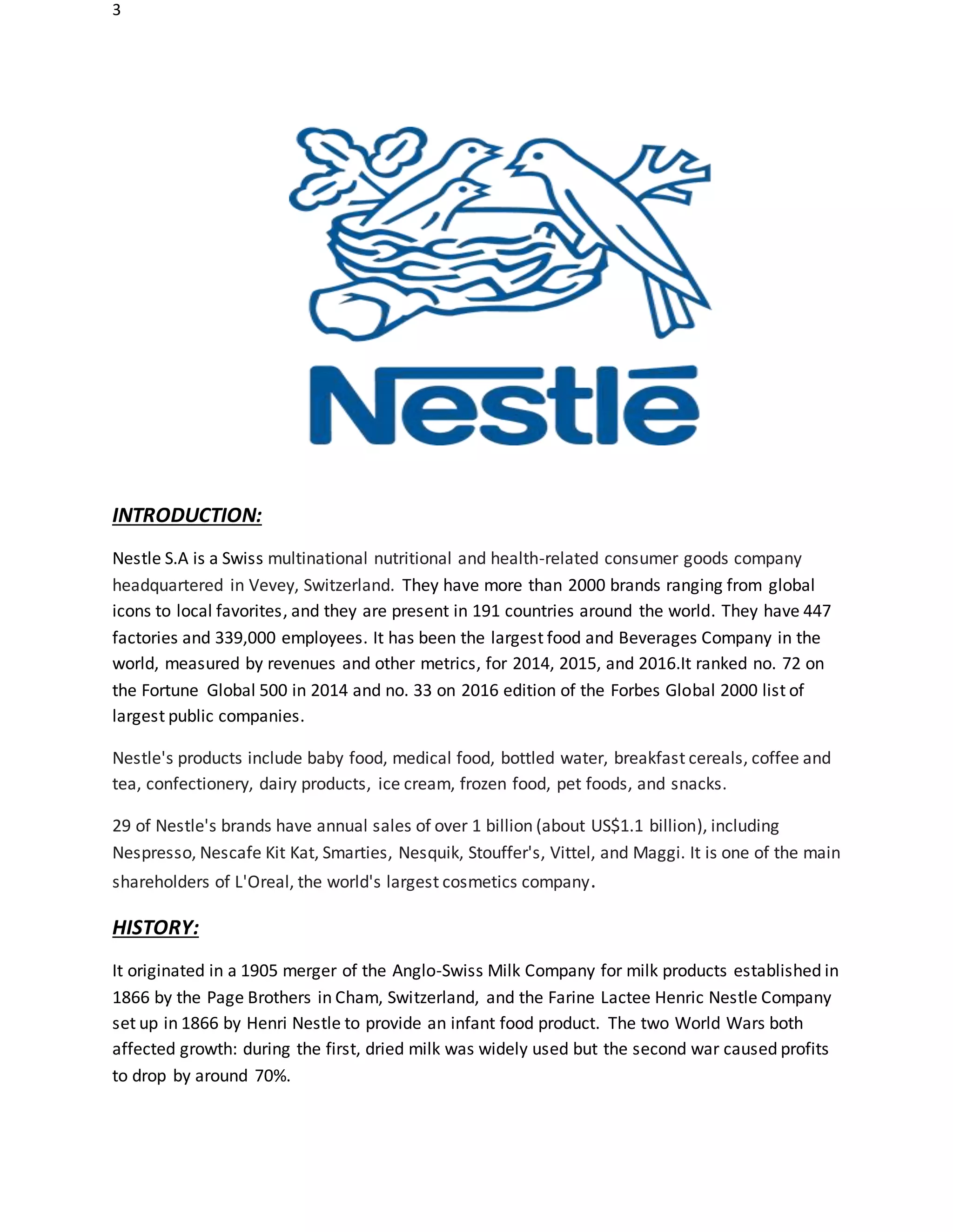 nestle International business management word documents | DOCX