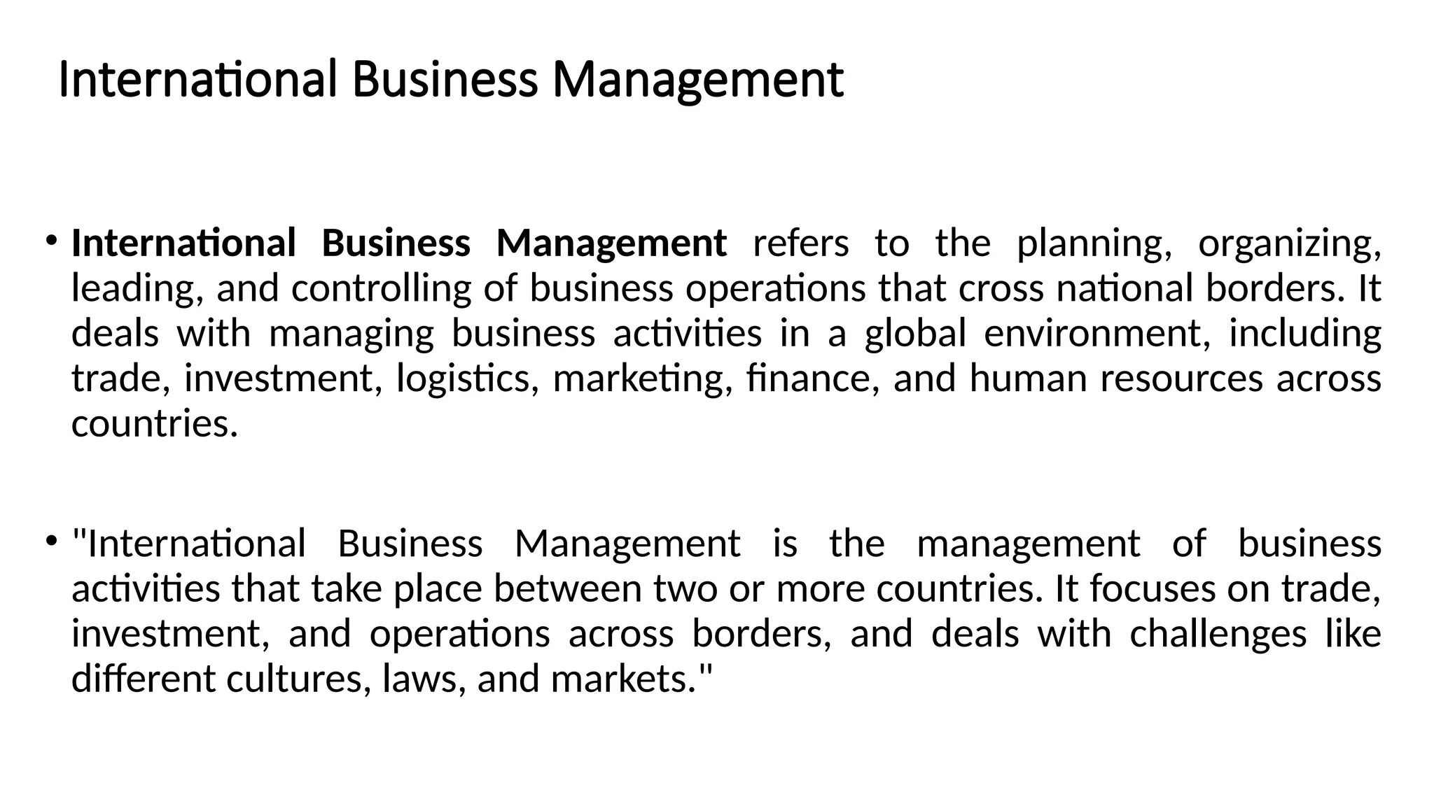 International Business Management and scope pptx | PPTX