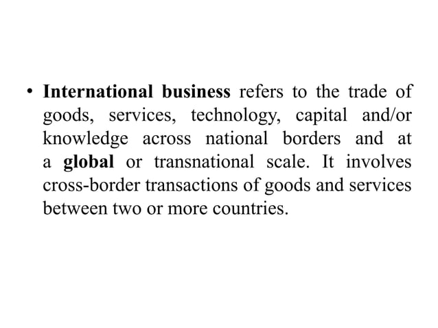 International Business Management Meaning,features,significance,modes ...