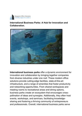 International Business Parks: A Hub for Innovation and Collaboration. | PDF