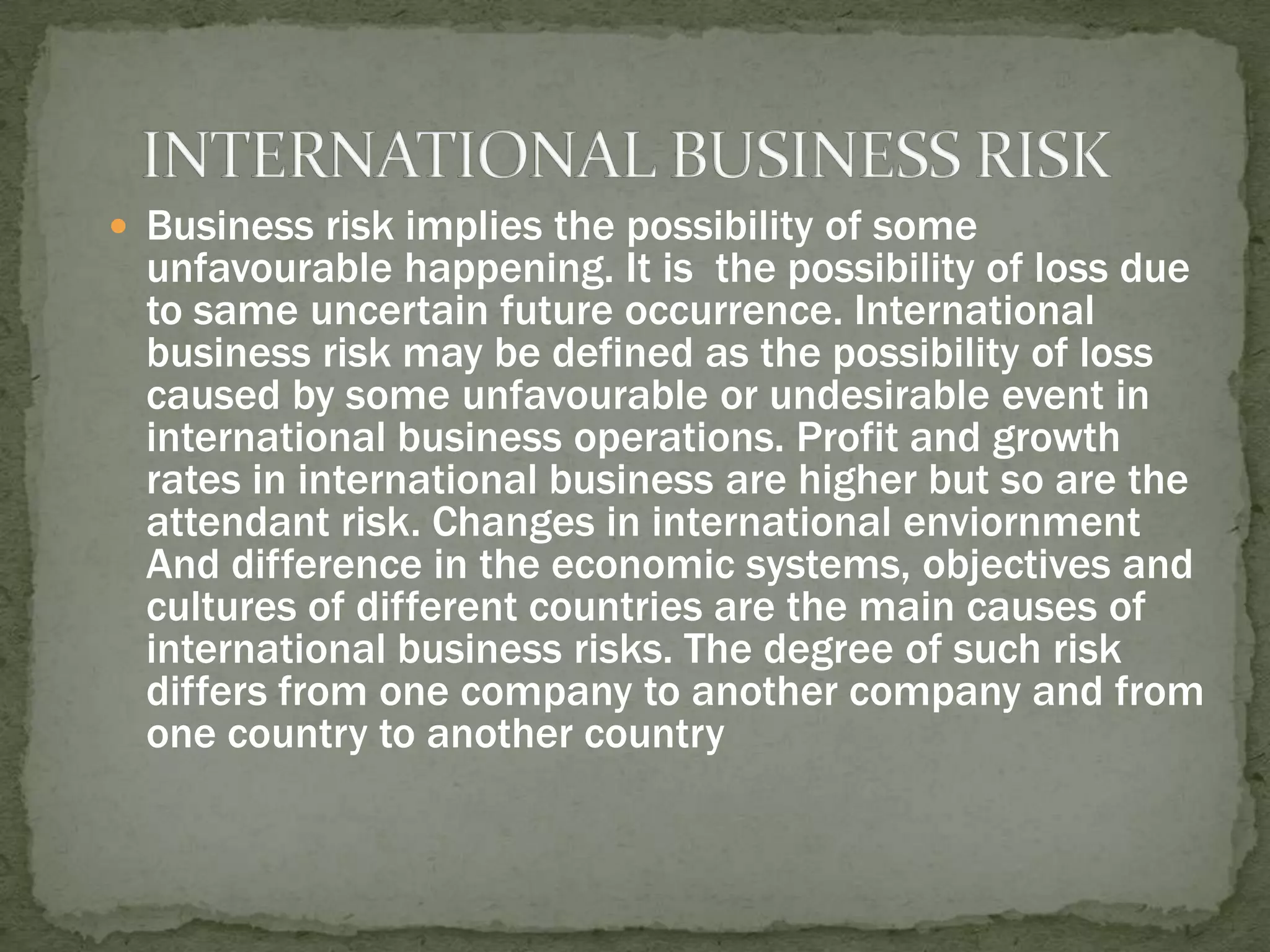 International business risk | PPTX