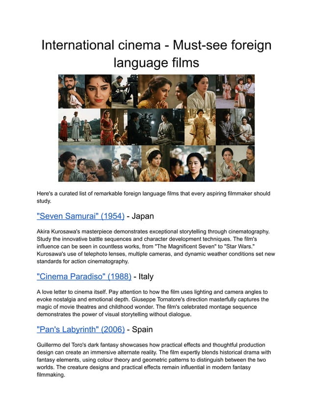 International cinema - Must-see foreign language films | PDF