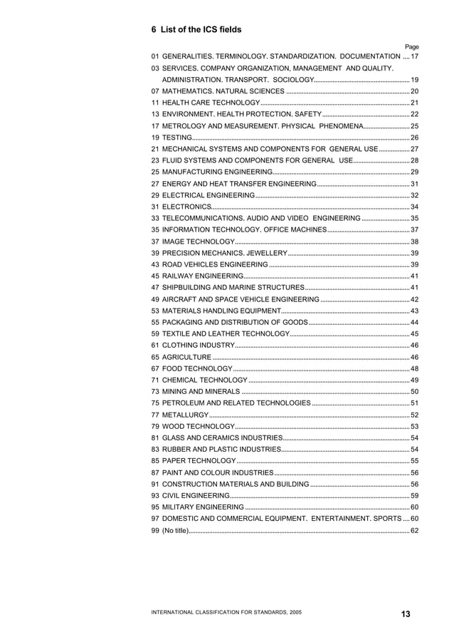 International Classification for Standards (Material Classification and Codification) | PDF