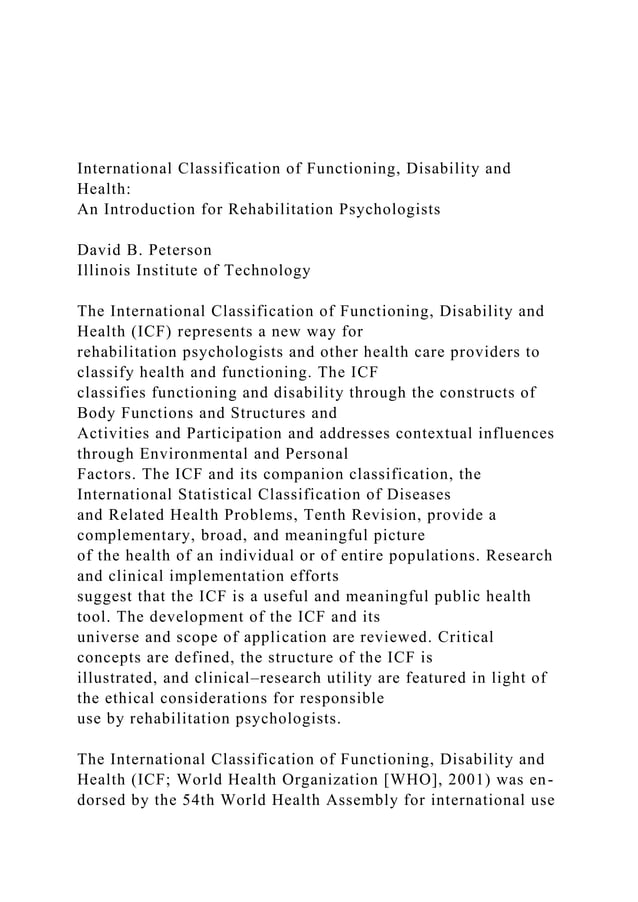 International Classification of Functioning, Disability and He.docx