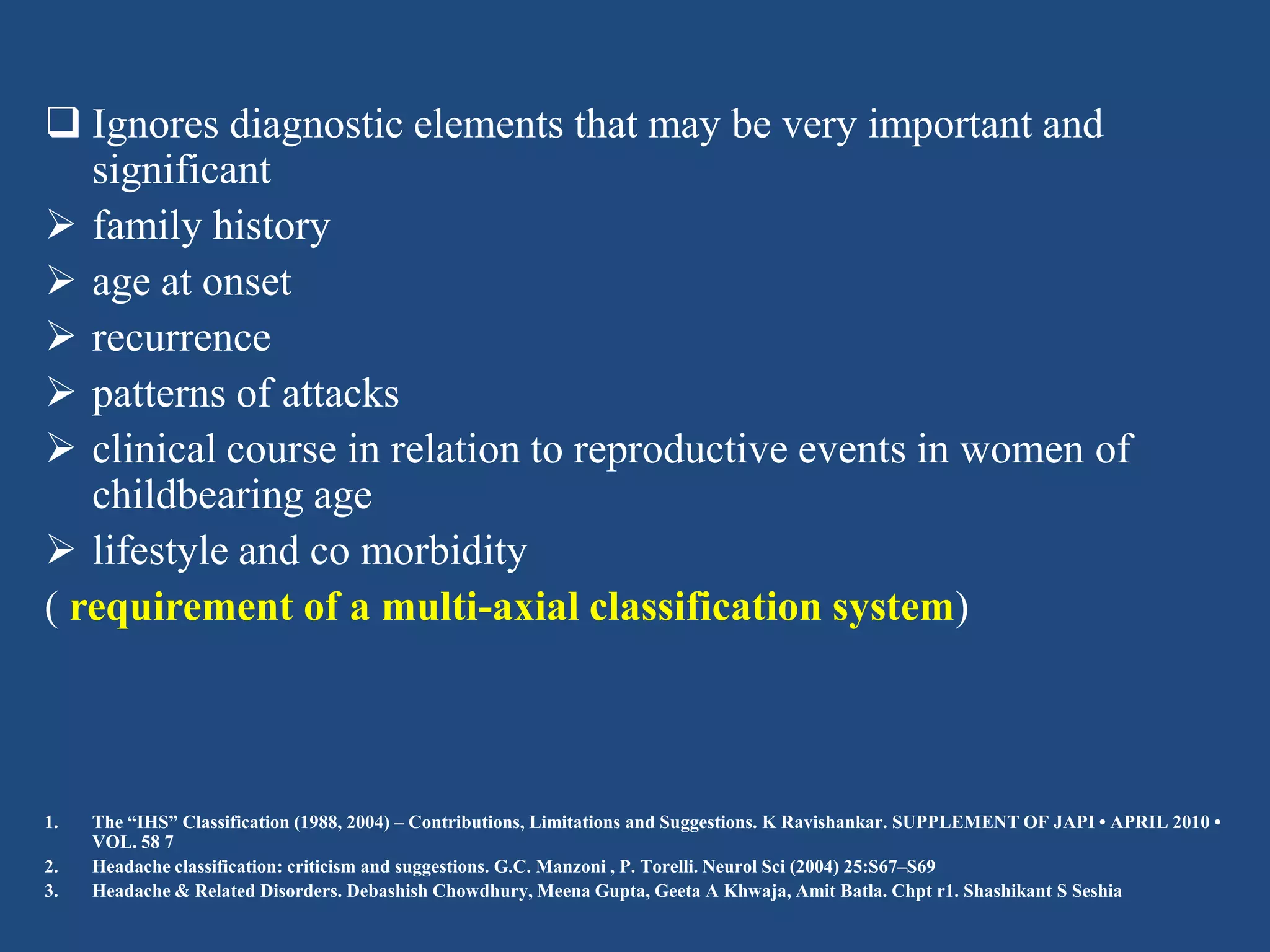 International classification of headache disorders changes in ichd2 | PPTX
