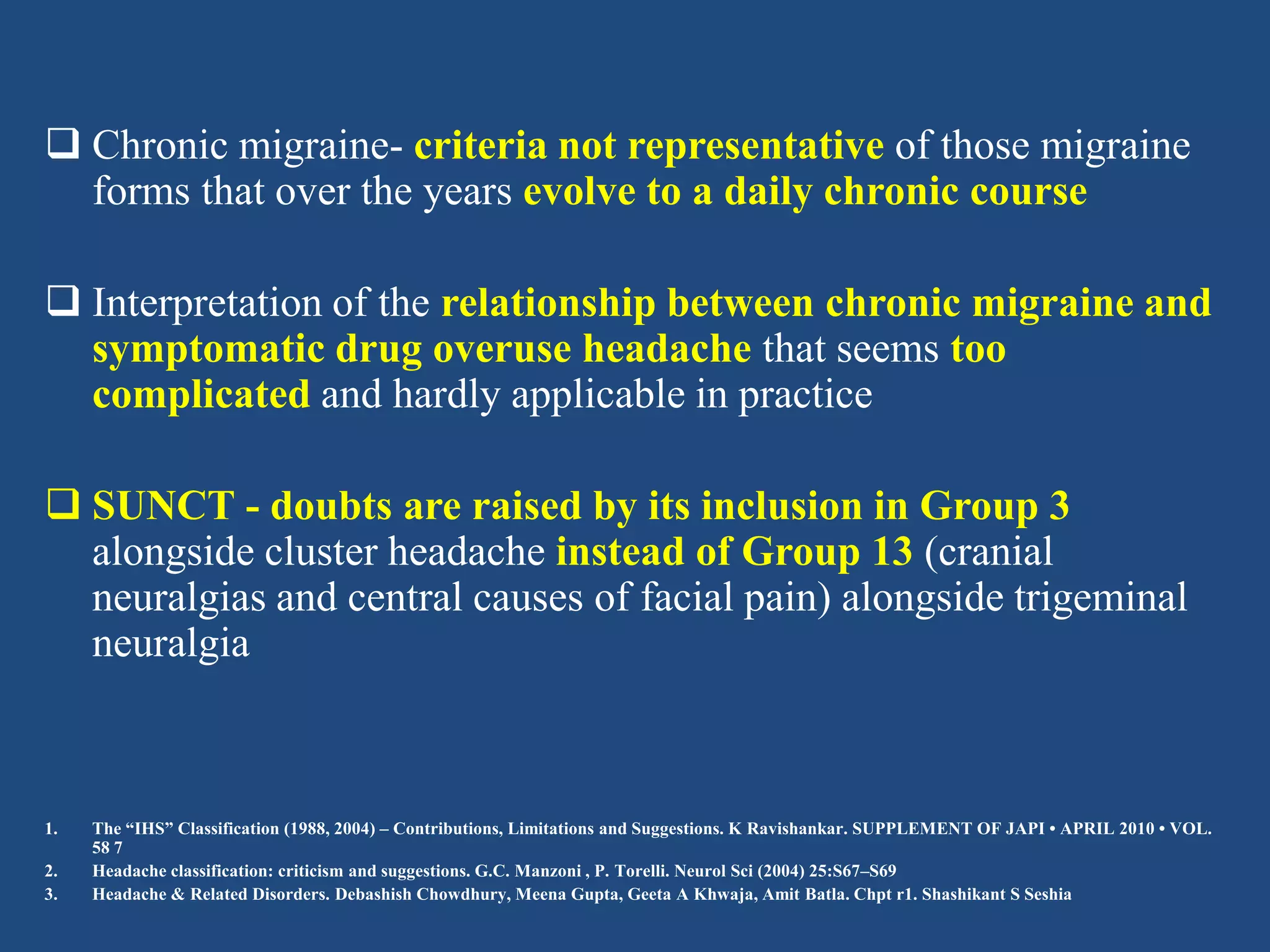 International classification of headache disorders changes in ichd2 | PPTX