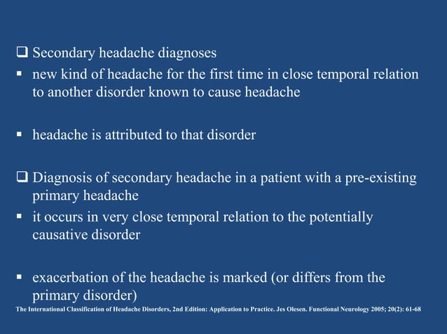 International classification of headache disorders changes in ichd2 | PPTX