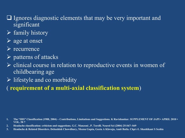 International classification of headache disorders changes in ichd2 | PPTX