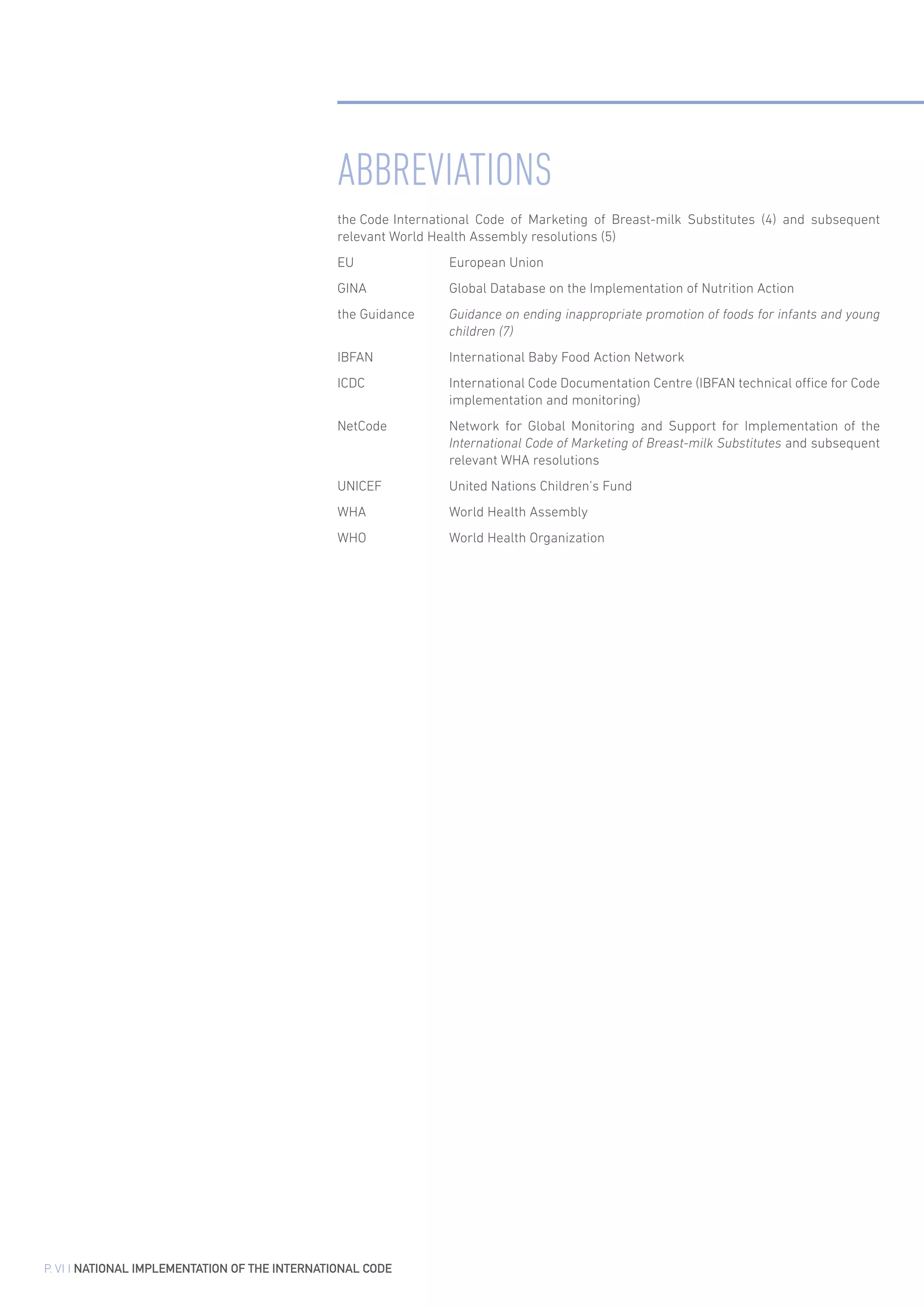 MARKETING OF BREAST-MILK SUBSTITUTES: NATIONAL IMPLEMENTATION OF THE ...