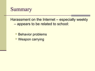 Online harassment and cyber-bullying within the school context | PPT