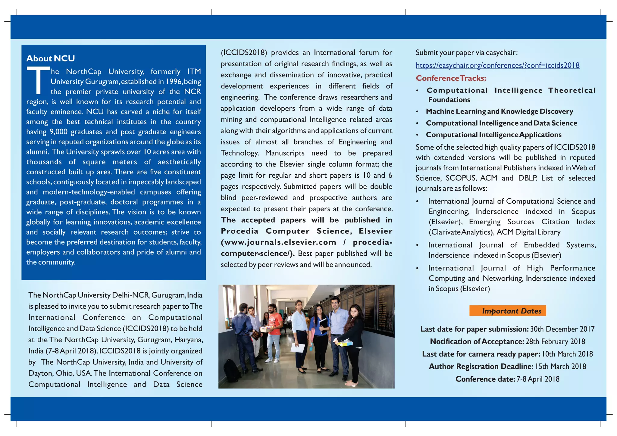 International Conference on ICCIDS 2018 at NCU, Gurugram | PPT