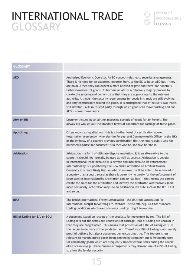 International Contracts Checklist