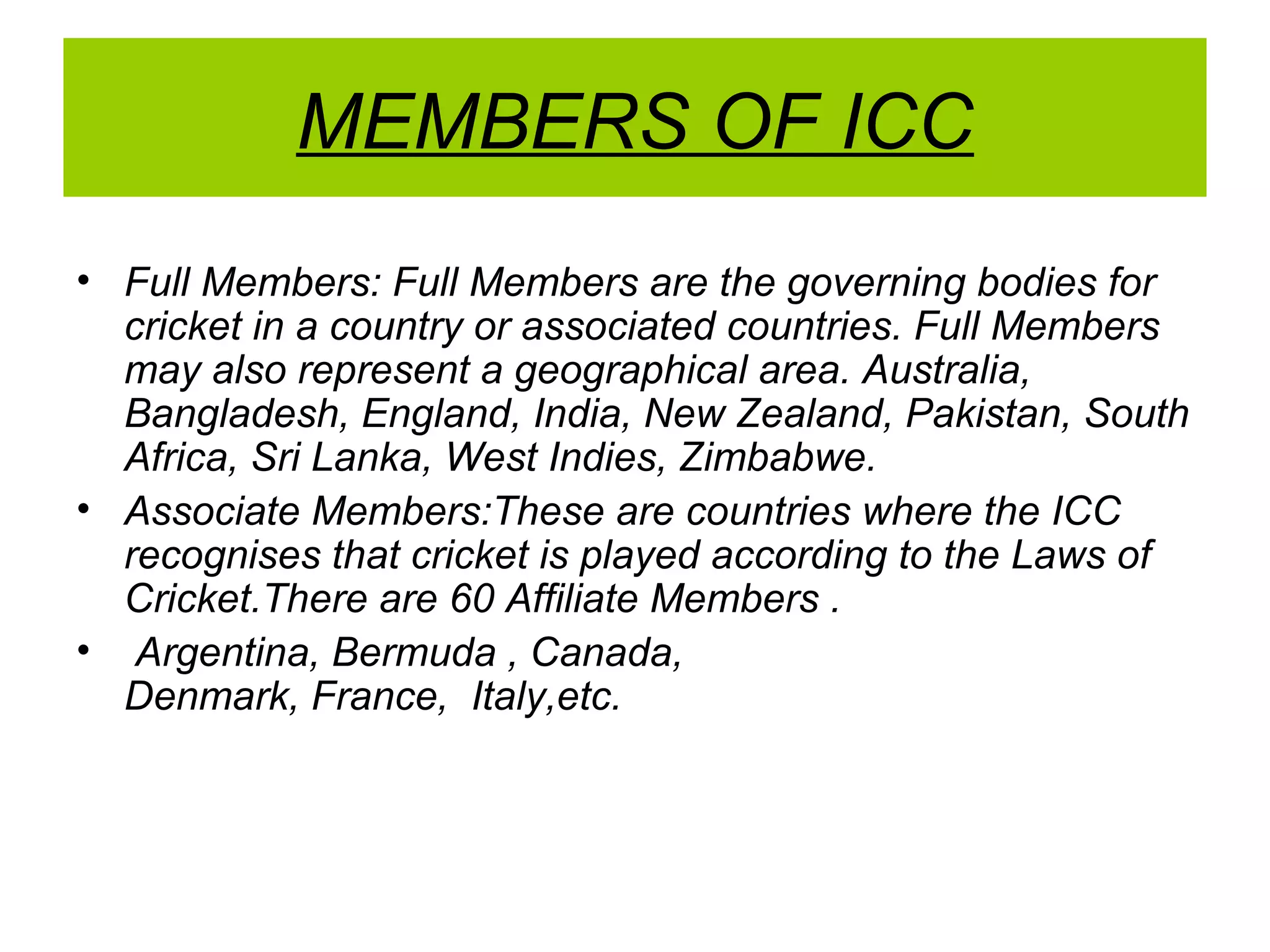 International cricket | PPT